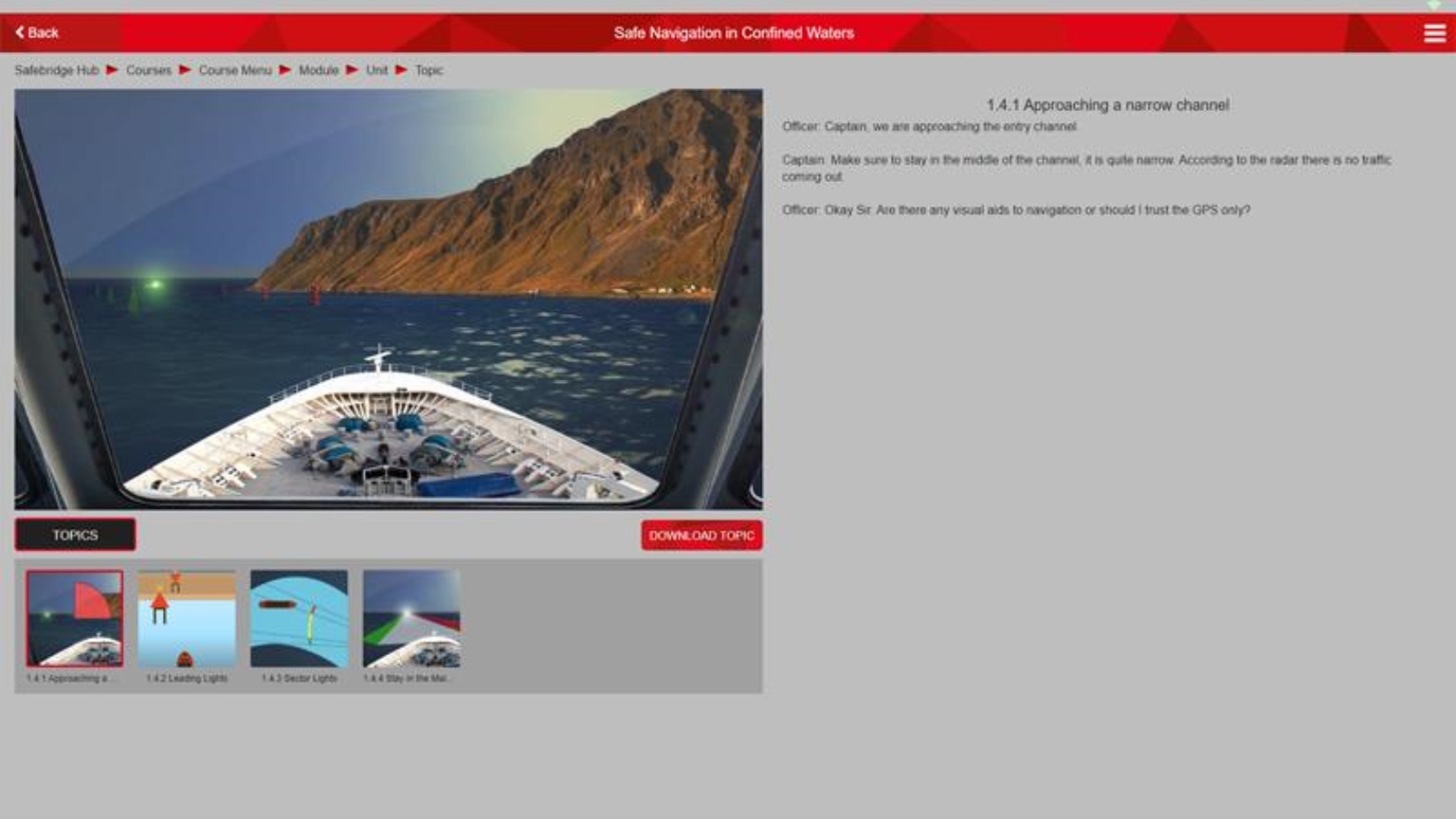 Safebridge Portal - Details of Course Safe Navigation in Confined Waters